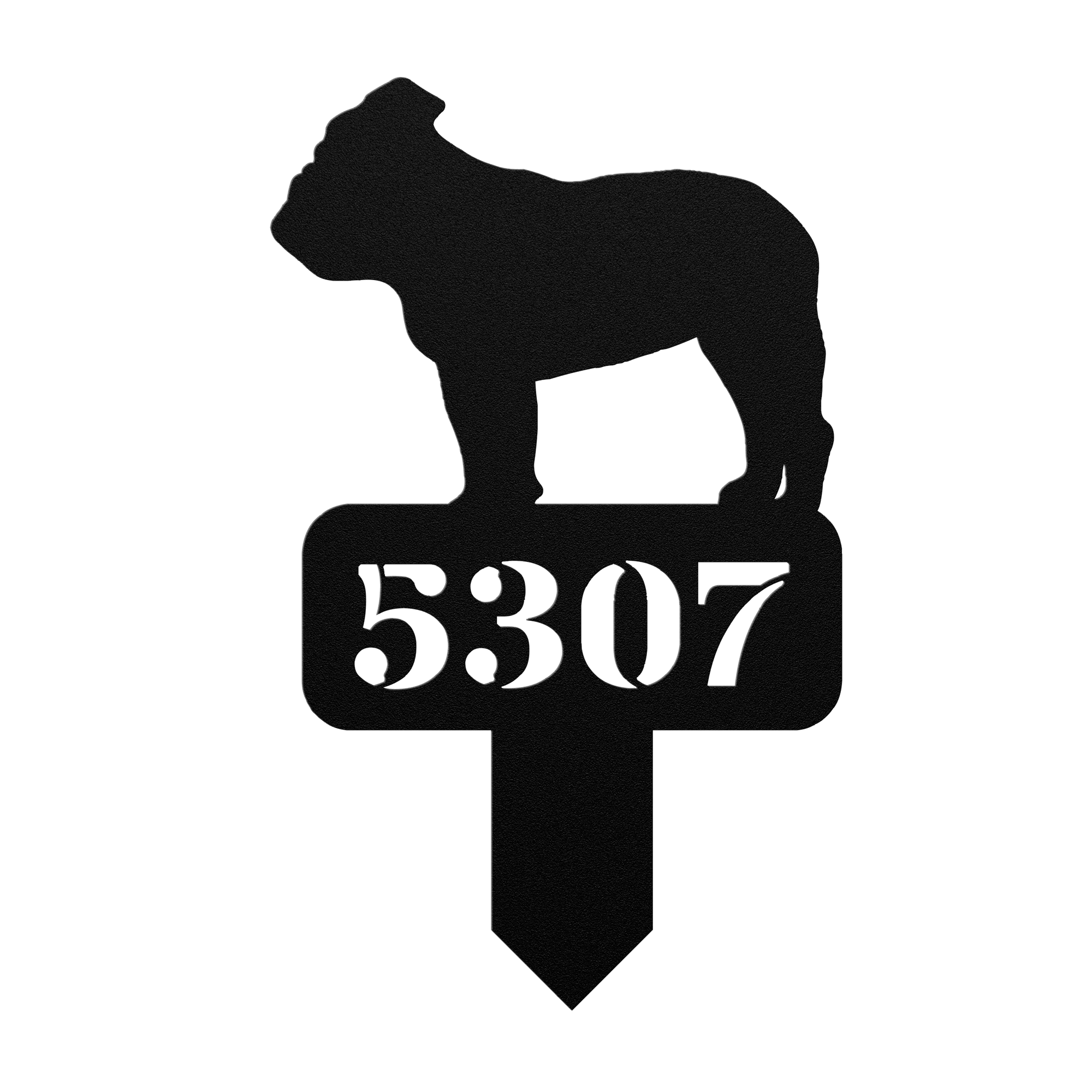Lawn English Bulldog House Number Yard Sign - BullyBelly Metal Sign